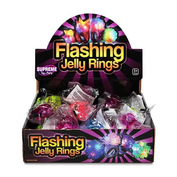 LED Flashing Jelly Rings - Assorted Colors & Designs | PartyGlowz.com