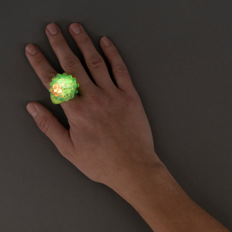 Assorted LED Light Up Flashing Jelly Bumpy Rings - 12 | PartyGlowz.com