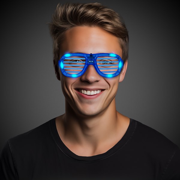 LED Blue Slotted Glasses | PartyGlowz.com