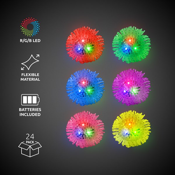 LED Light Up Flashing Jelly Porcupine Rings - Assorted | PartyGlowz.com