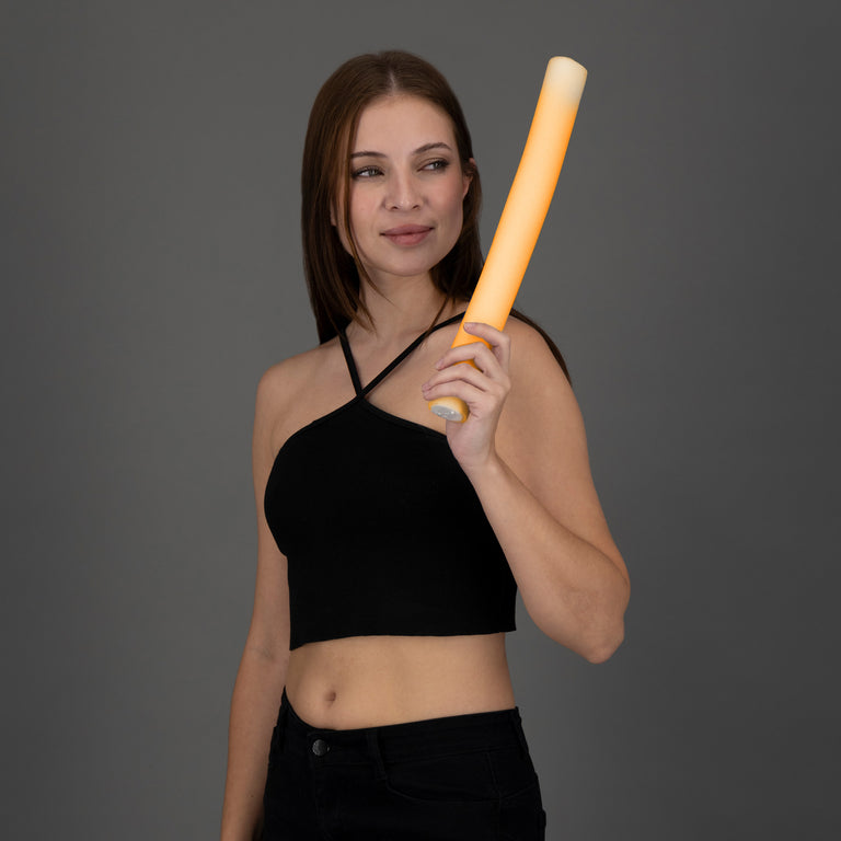LED Light Up Flashing 16 Inch Orange Foam Stick Baton | PartyGlowz.com