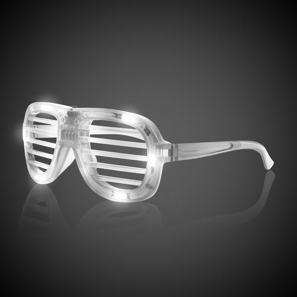 LED Light Up White Slotted Glasses | PartyGlowz.com