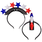 LED Light Up Red White And Blue Stars Mohawk Headband | PartyGlowz.com