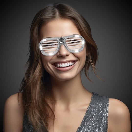 LED Light Up White Slotted Glasses | PartyGlowz.com