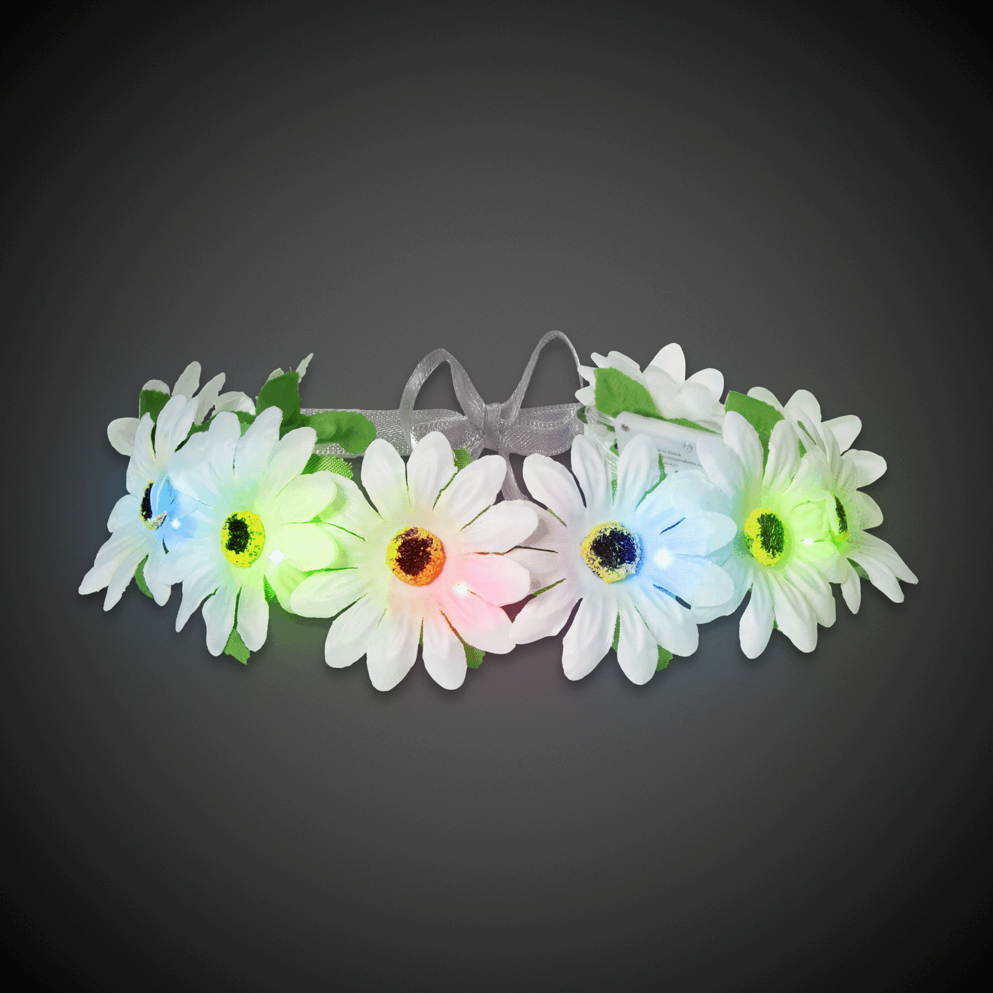 Multi-Color LED Light Up Daisy Flower Halo Headband | PartyGlowz.com