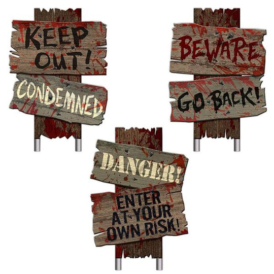 Scary Bloody Sidewalk Signs For Halloween | PartyGlowz.com