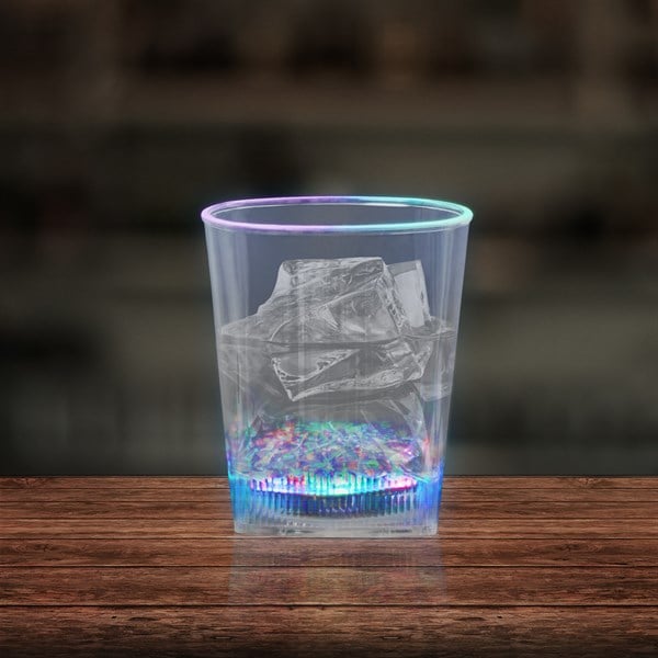 LED Light Up 10 Oz Square Bottom Rock Glass | PartyGlowz.com