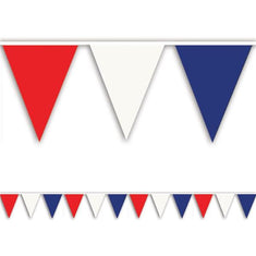 Patriotic Theme Red, White & Blue 30' Pennant Banner | PartyGlowz.com