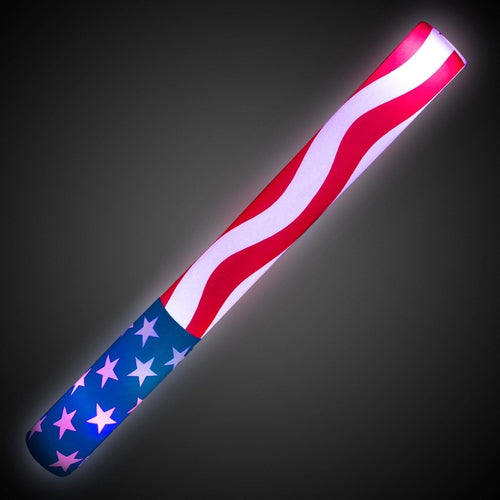LED Light Up 16 Inch American Flag Print Foam Stick | PartyGlowz.com