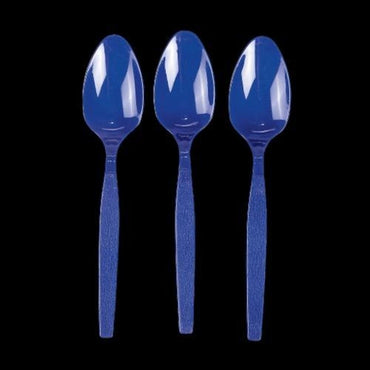 Navy Blue Color Plastic Spoons | PartyGlowz.com