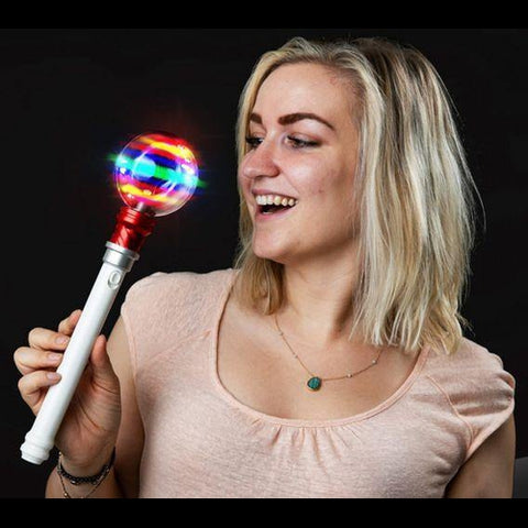 LED Light Up 12 inch Spinning Ball Wand | PartyGlowz.com