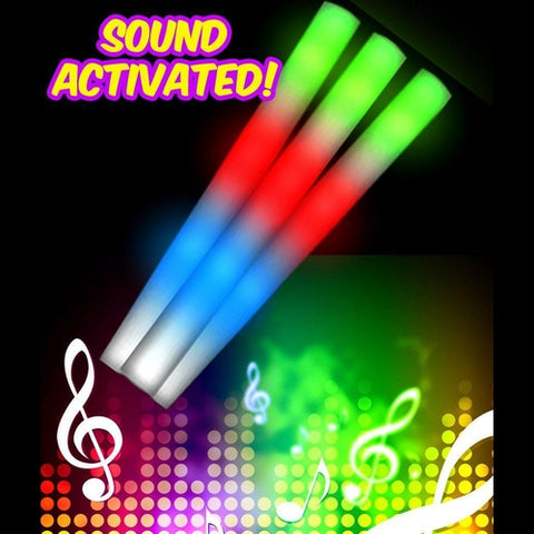 LED Light Up Sound Activated Foam Stick Baton | PartyGlowz.com