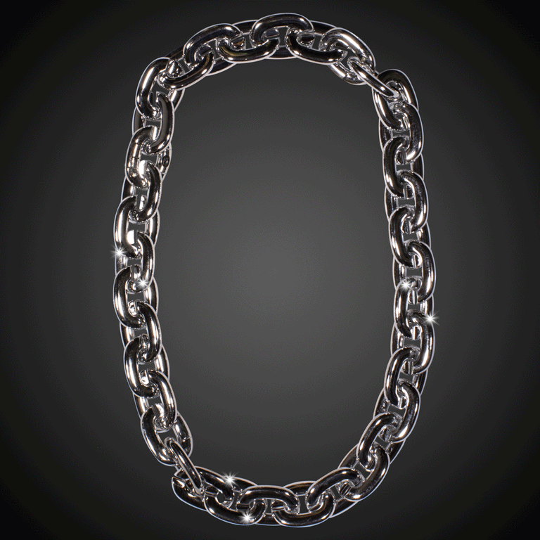 LED Light Up Flashing Silver Chain Link Necklace | PartyGlowz.com
