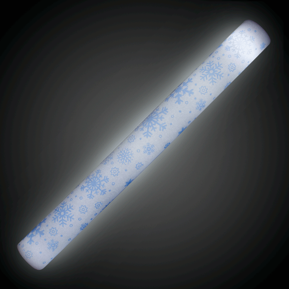 LED Light Up 16" Inch Snowflakes Print Foam Stick Baton | PartyGlowz.com