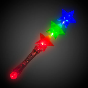 LED Light Up Triple Star Wand - Multi Color | PartyGlowz.com