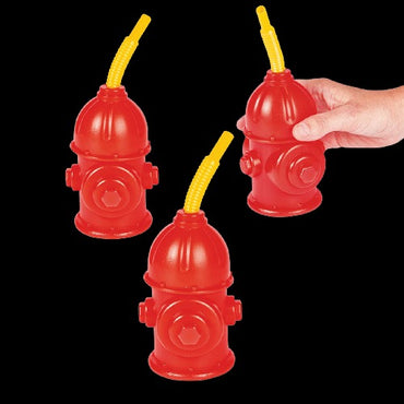 9 Oz Fire Hydrant Cups with Straws | PartyGlowz.com