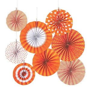 Orange Hanging Paper Fan Assortment | PartyGlowz.com