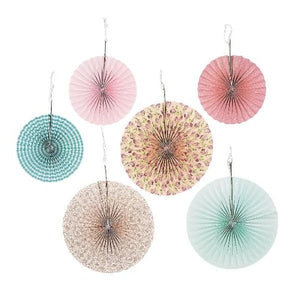 Vintage Collection Hanging Paper Fan Decorations | PartyGlowz.com