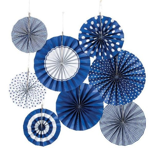 Cobalt Blue Hanging Paper Fans | PartyGlowz.com
