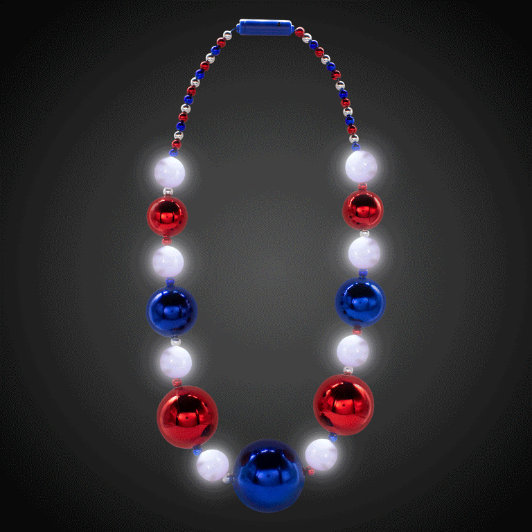 LED Light Up Patriotic Jumbo Bead Necklace | PartyGlowz.com