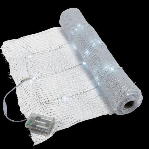 LED Light-Up White Mesh Metallic Roll Party Lights | PartyGlowz.com