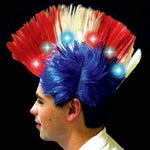 LED Light Up Patriotic Tri-Color Red White And Blue Mohawk Wig ...