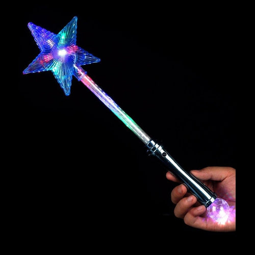 LED Light Up 16 Inch Star Wand with Crystal Ball | PartyGlowz.com