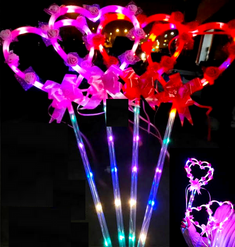 18.5" Heart Shaped Led Wand With Roses | PartyGlowz.com